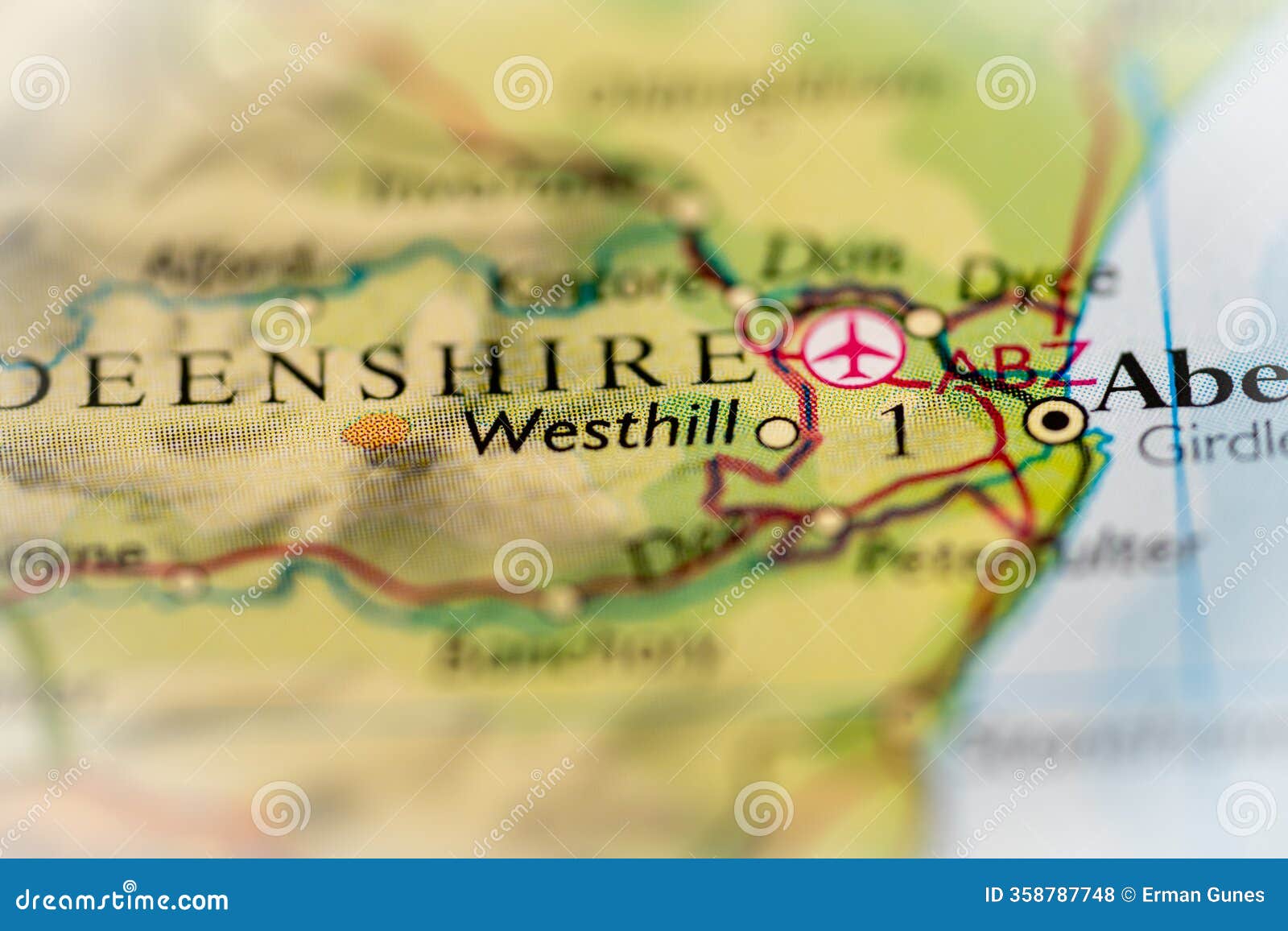 Westhill, Aberdeenshire Highlighted on a World Map Stock Photo - Image ...