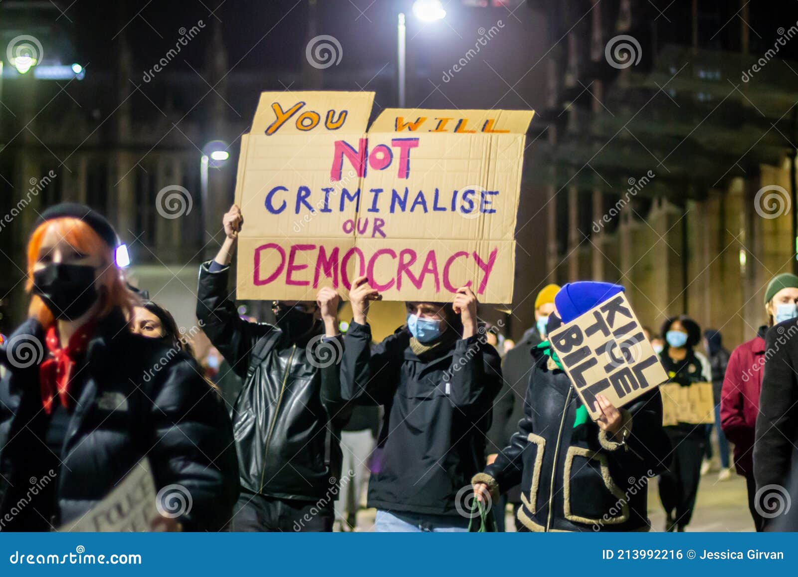 WESTMINSTER, LONDON, ENGLAND- 16 March 2021: Protesters at the KILL the ...
