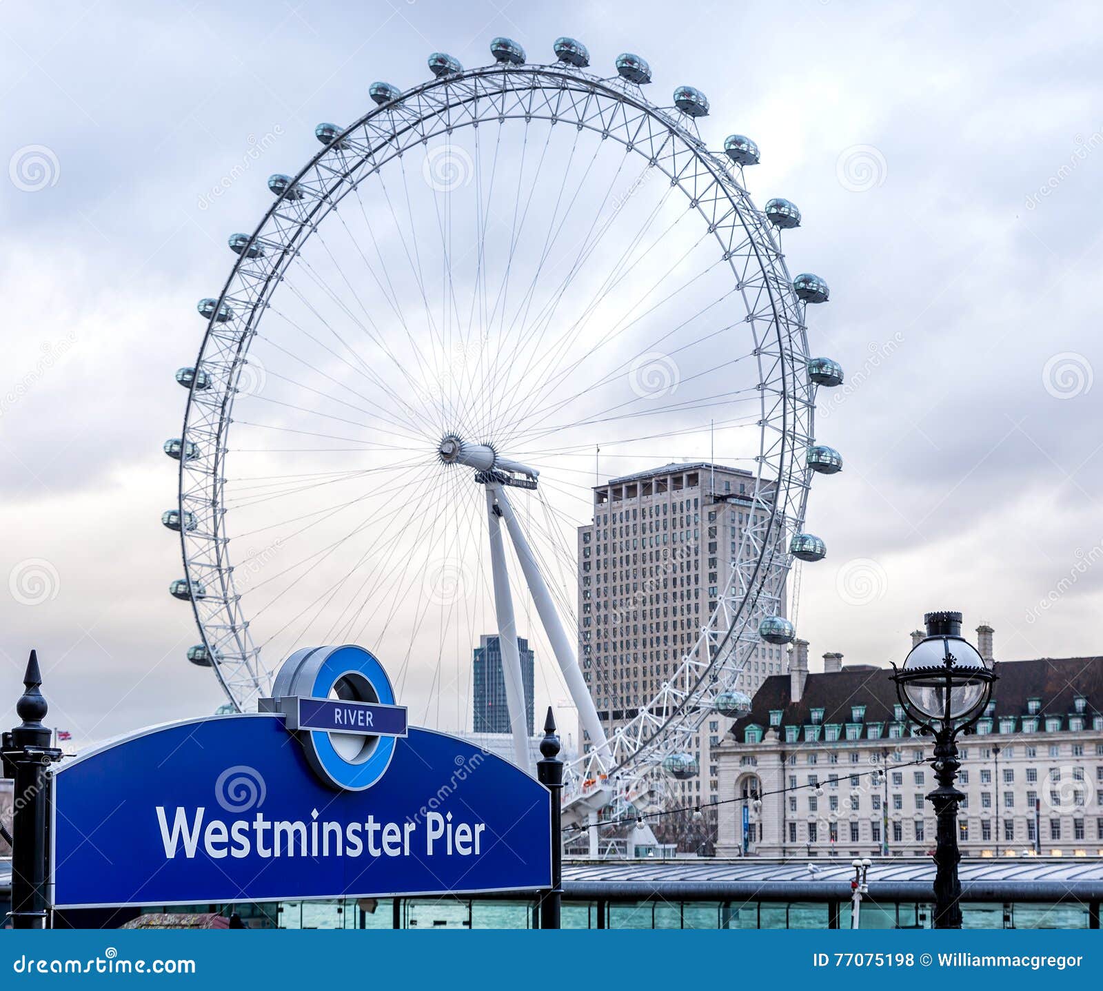 Westminster Pier With A View Across The River Thames At County Hall And ...