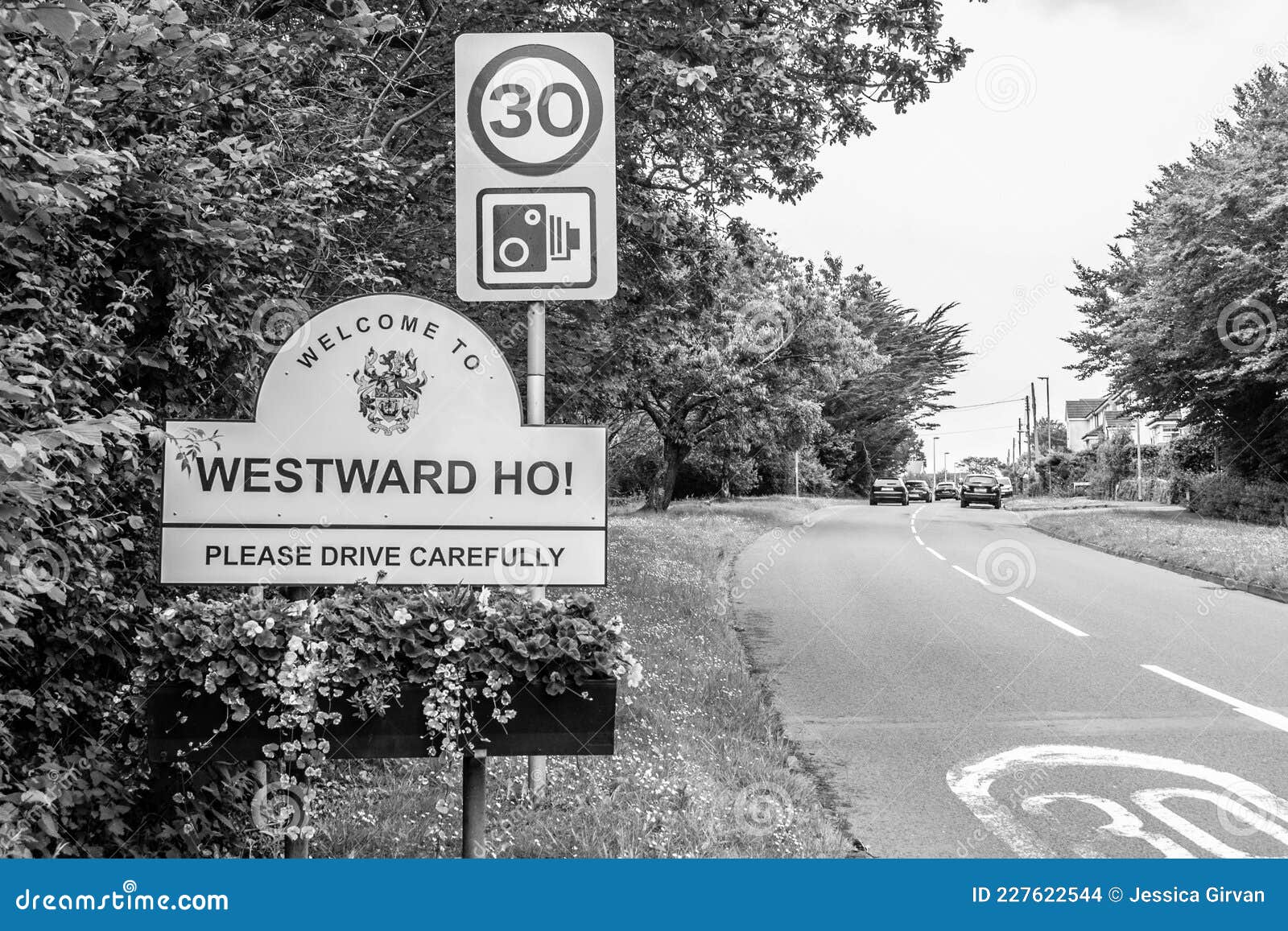 WESTWARD HO!, DEVON, ENGLAND - 21 June 2021: Westward Ho! Boundary Sign ...