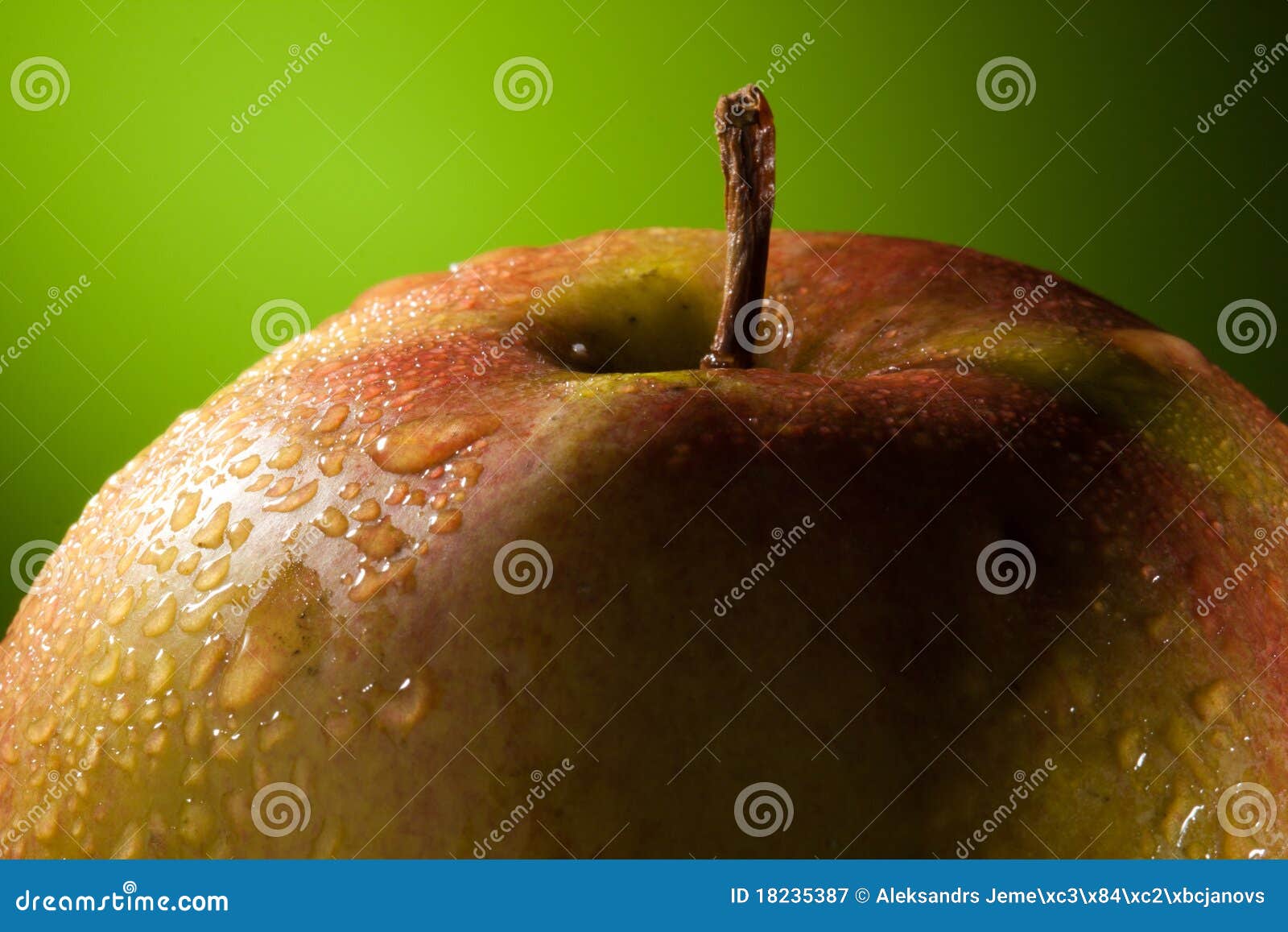Wet Apple with water drops stock image. Image of color - 18235387
