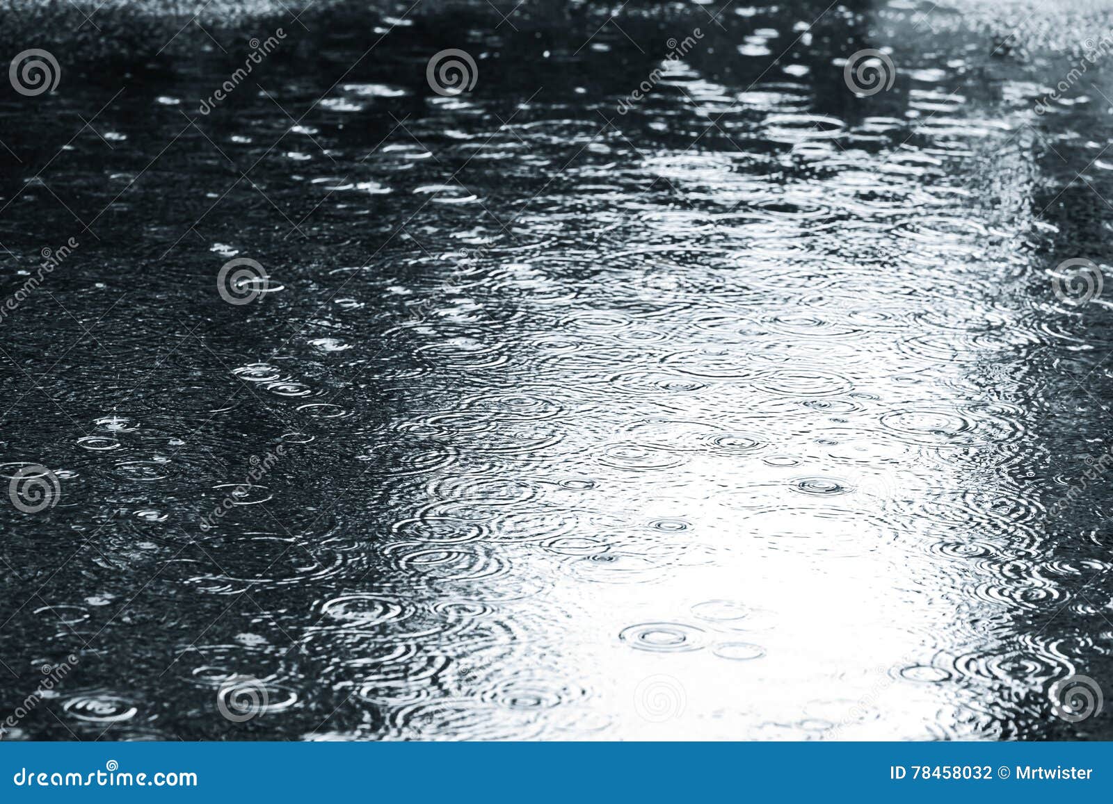 Wet Asphalt with Drops on Water Puddle during Rainy Weather Stock Photo ...