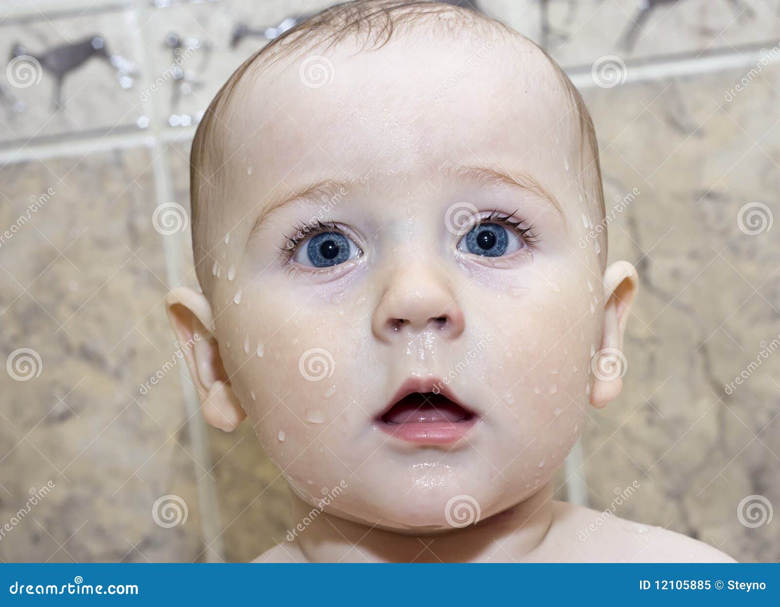 Wet baby stock image. Image of eyes, skin, toddler, portrait - 12105885