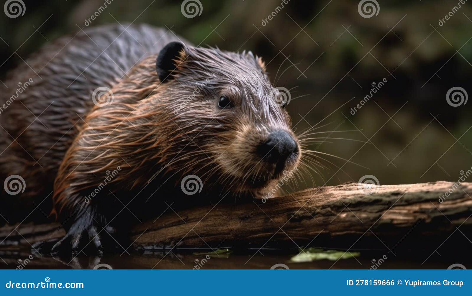 Wet Beaver Fur, Close Up Portrait, Front View Generated by AI Stock ...