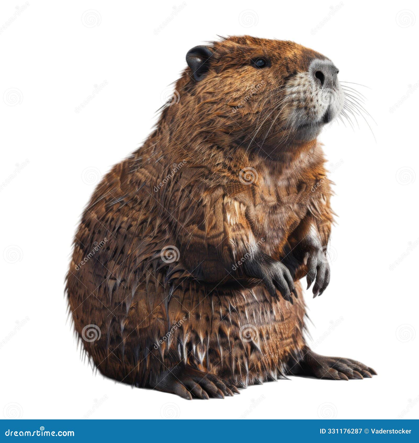 Wet Beaver Sitting Up with Paws Together Stock Illustration ...