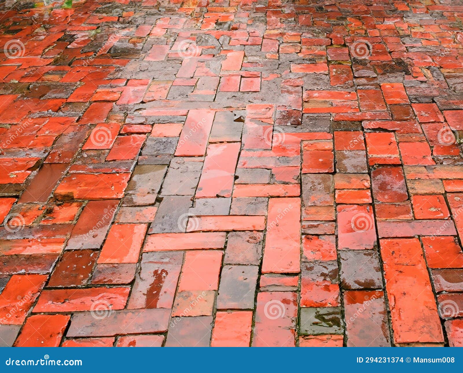 Wet Brick Surface with Rain Drops on it Stock Photo - Image of orange ...