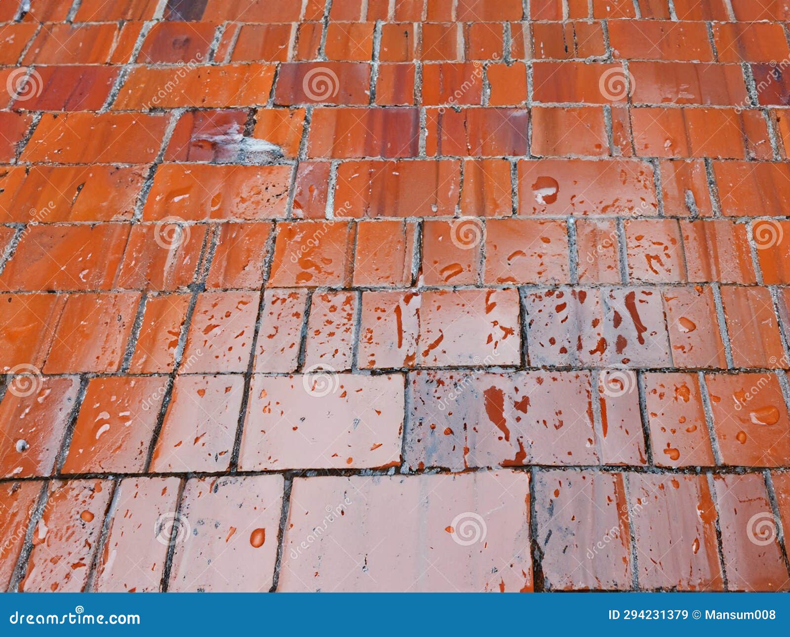 Wet Brick Surface with Rain Drops on it Stock Image - Image of building ...