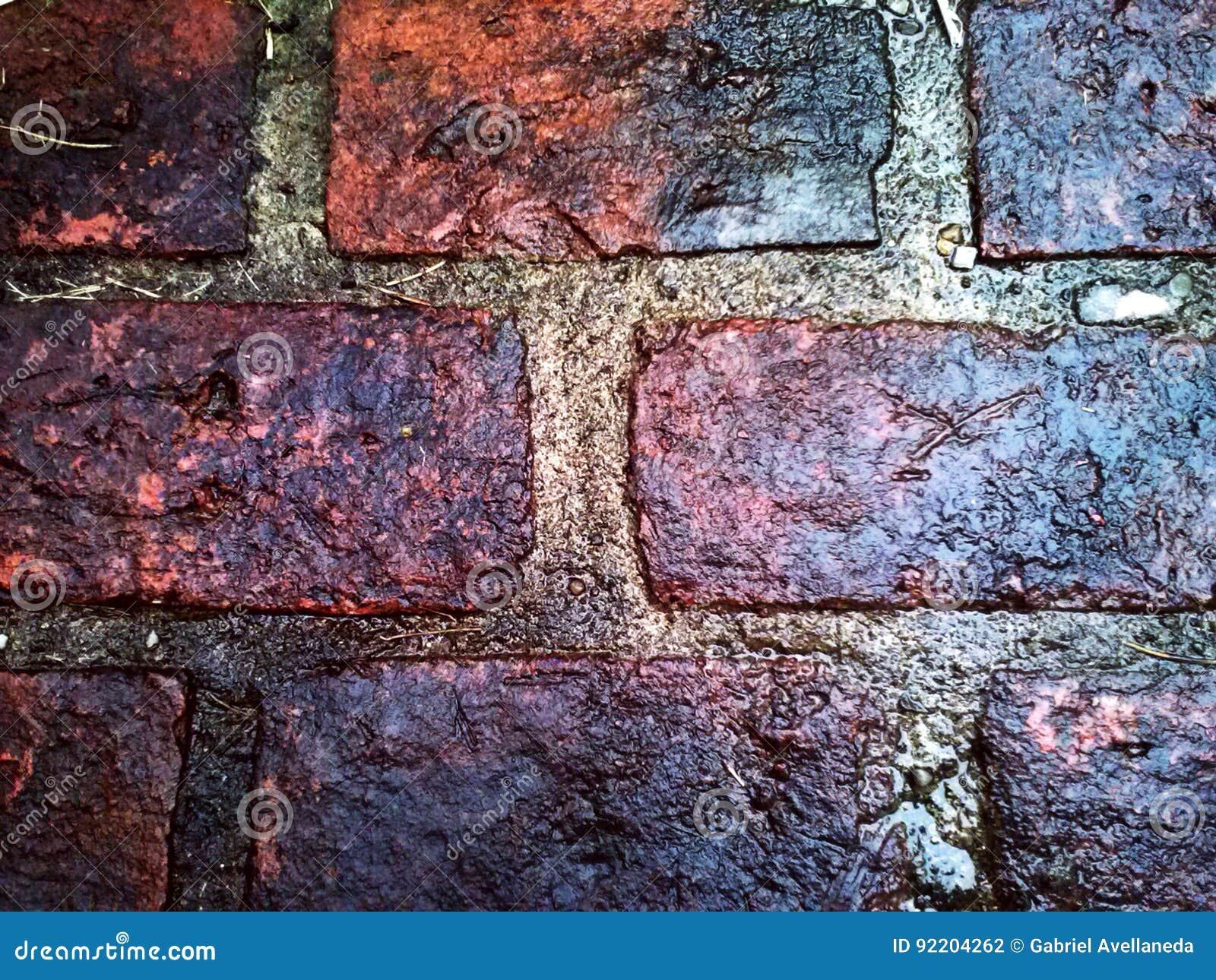 Wet bricks floor stock photo. Image of raining, water - 92204262