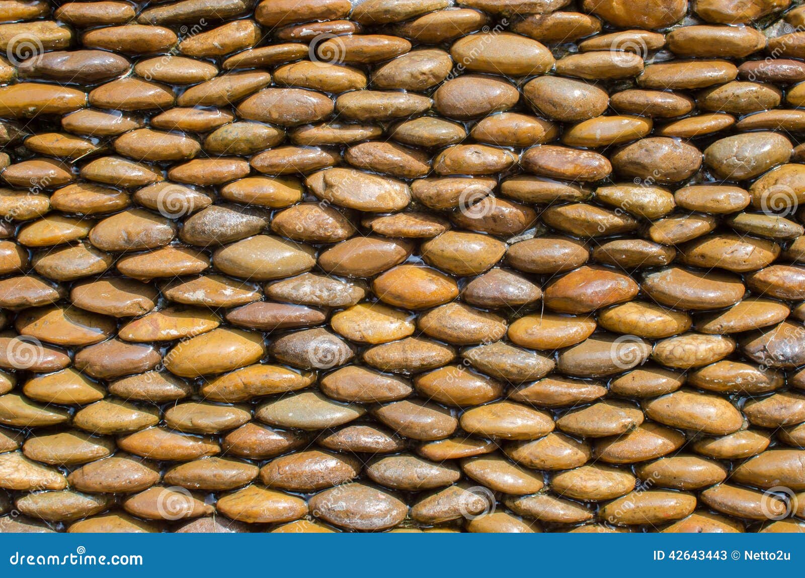 Wet Brown Pebble Stone Wall Texture Stock Image - Image of nature, wall ...
