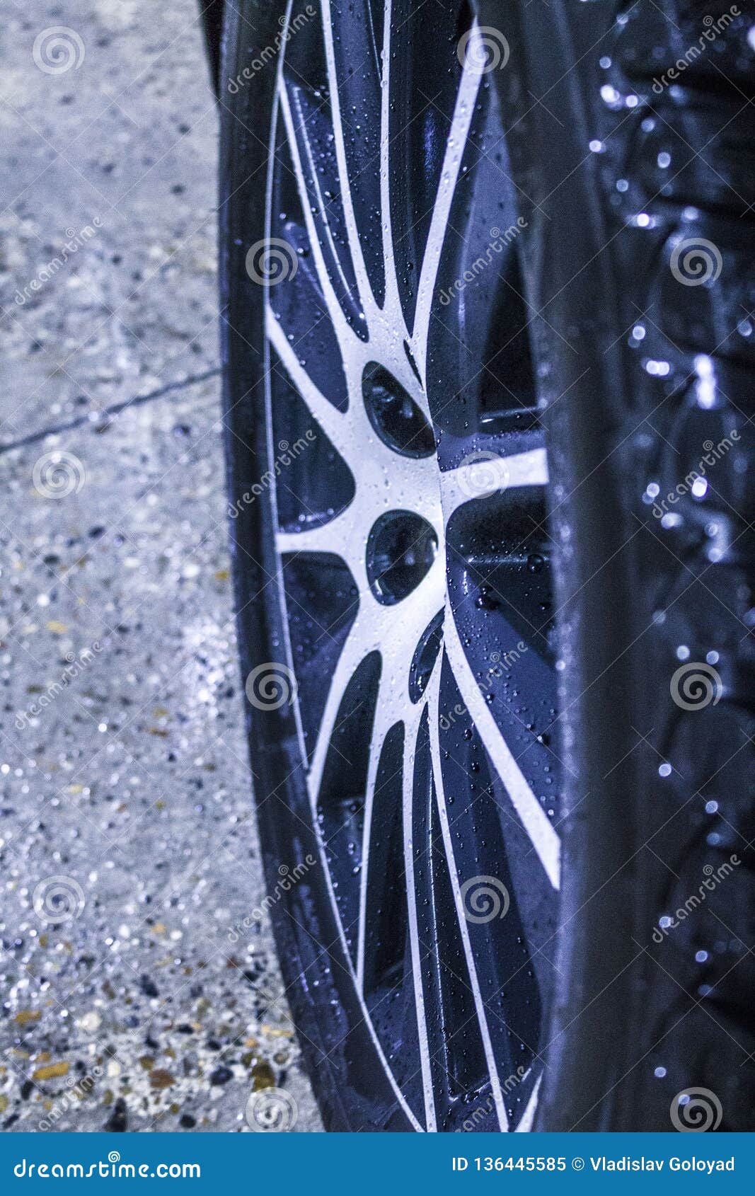 Wet Car Wheel stock image. Image of background, tire - 136445585
