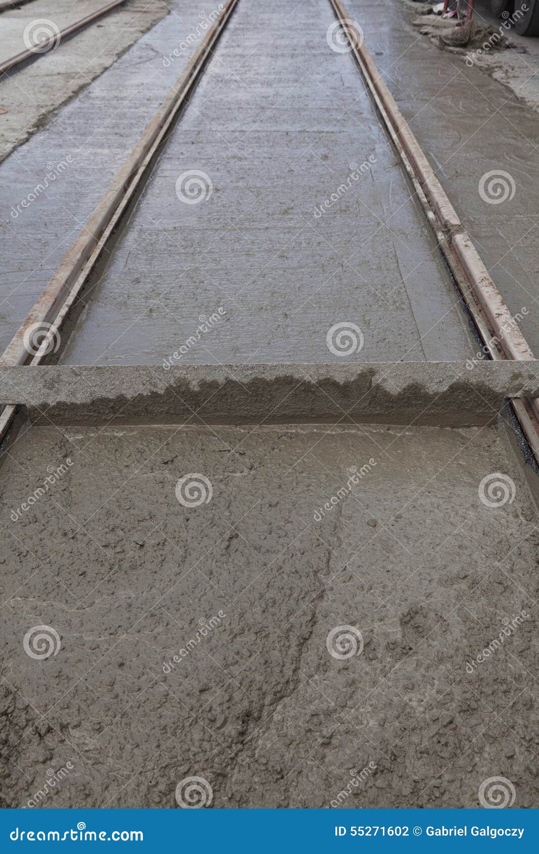 Wet Cement on Railway Track Stock Photo - Image of train, contractor ...