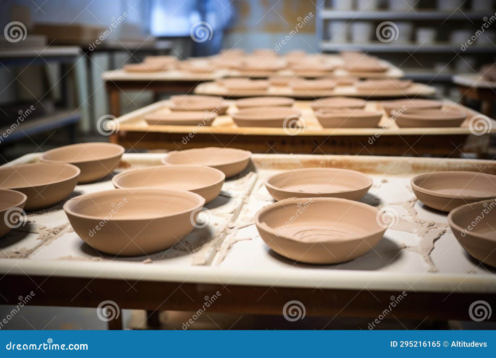 Wet Clay Pieces Waiting To Be Fired Stock Image - Image of studio ...