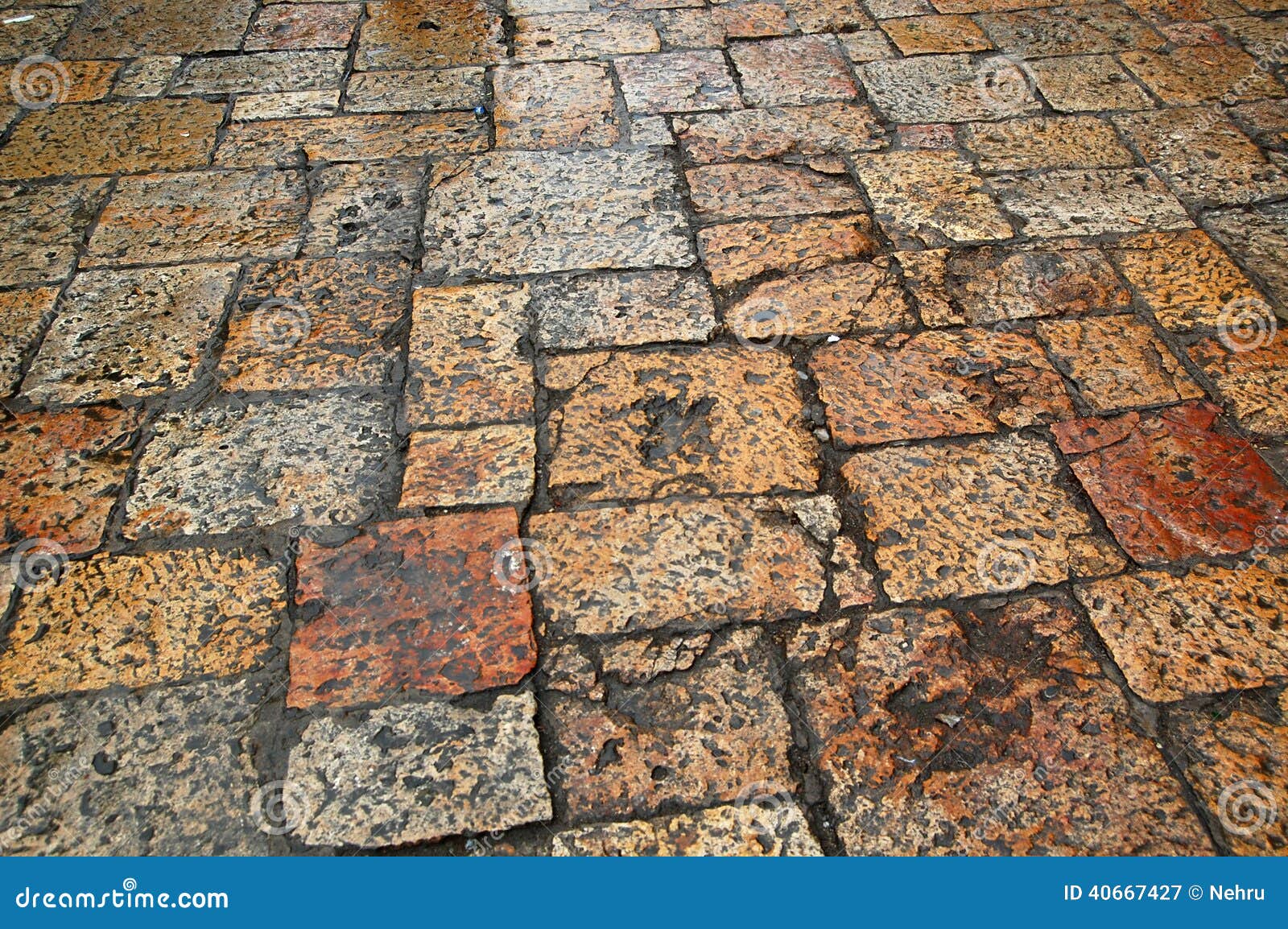 Wet cobble stock image. Image of stone, patterns, paving - 40667427