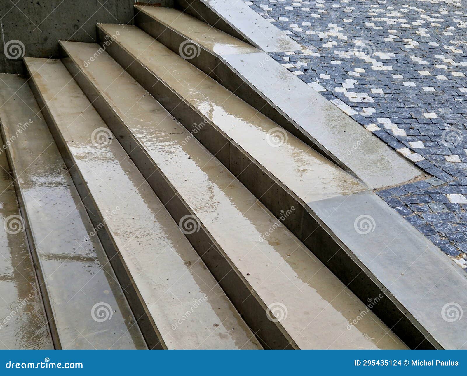 Wet Concrete Staircase is New and Smooth. Seating Stairs for Stock ...