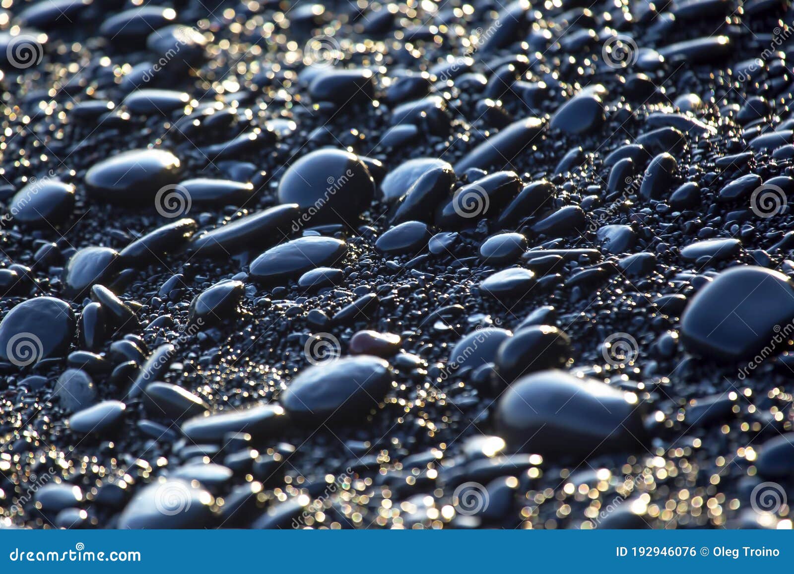 Wet Dark Pebbles and Rocks on the Ocean Coast Stock Photo - Image of ...