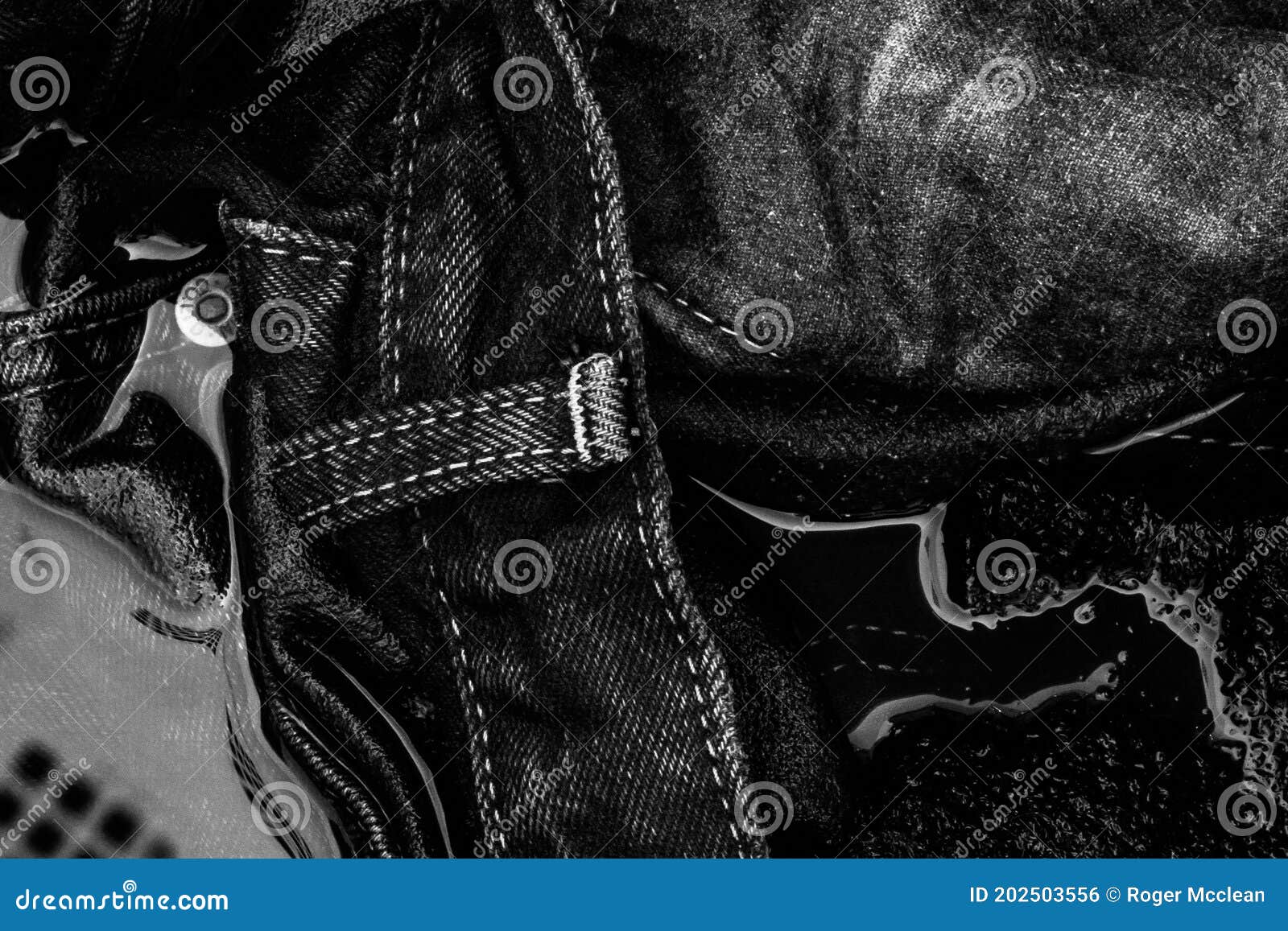 Wet and Denim on the Surface Stock Photo - Image of stitching ...