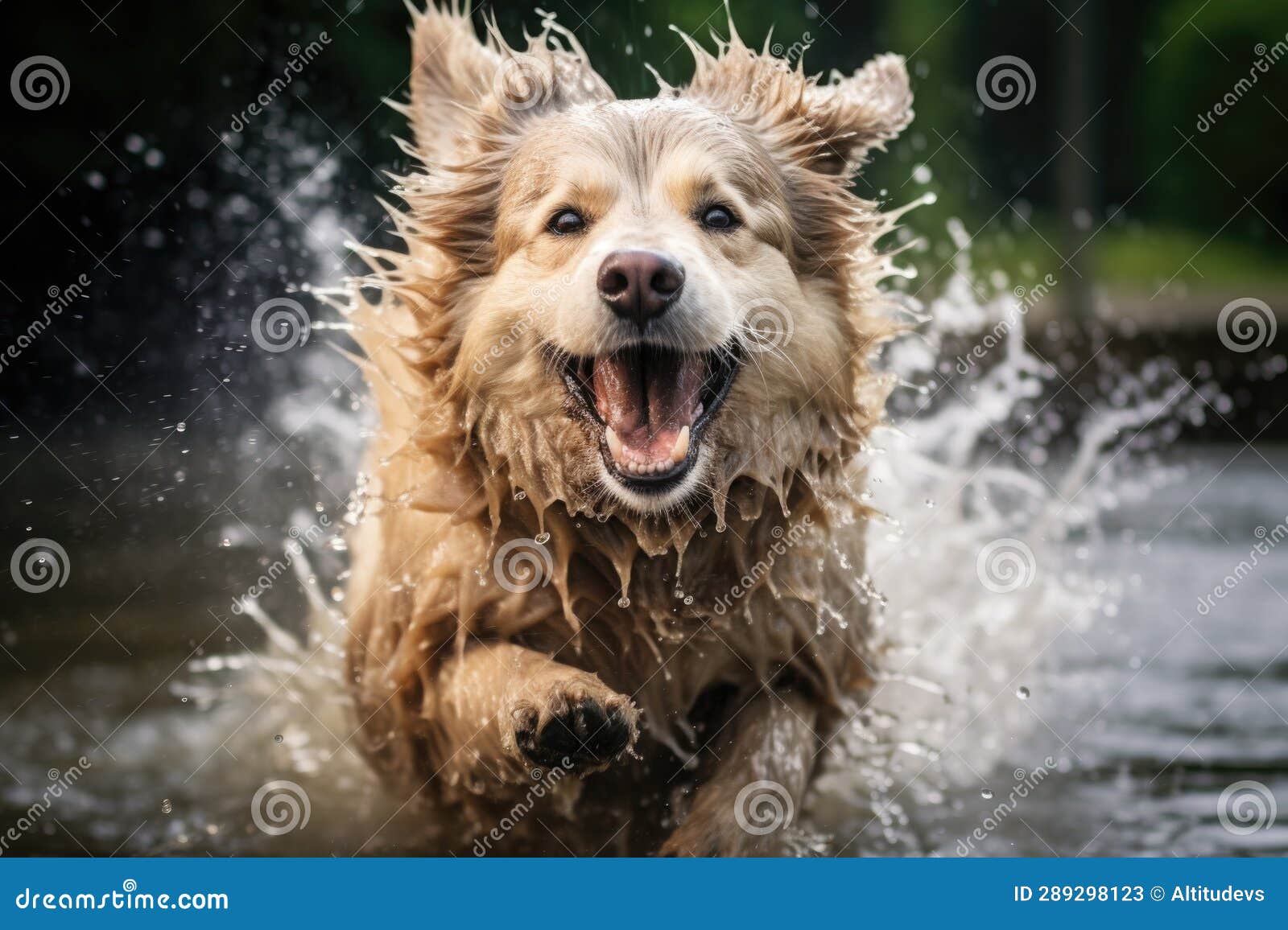 Wet Dog Shaking Off Water, Blurred Motion Stock Image - Image of ...