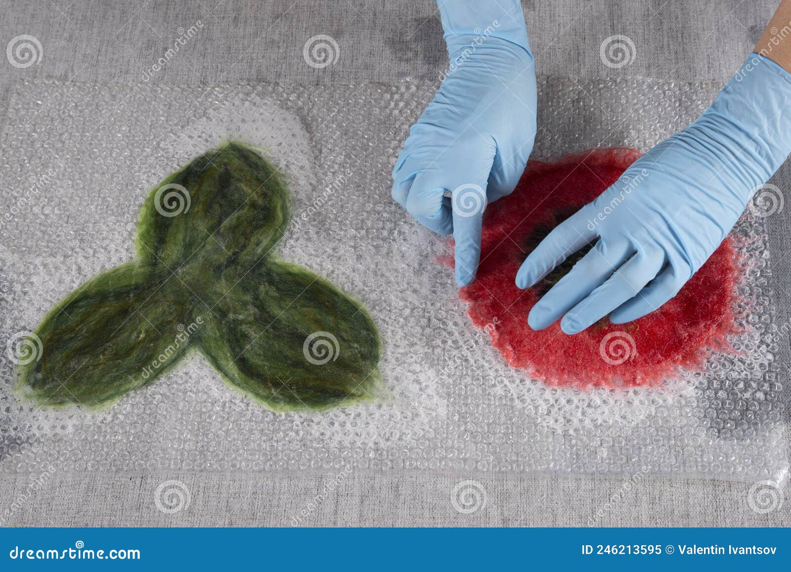 Wet Felting Wool in the Process of Creating a Product Stock Image ...