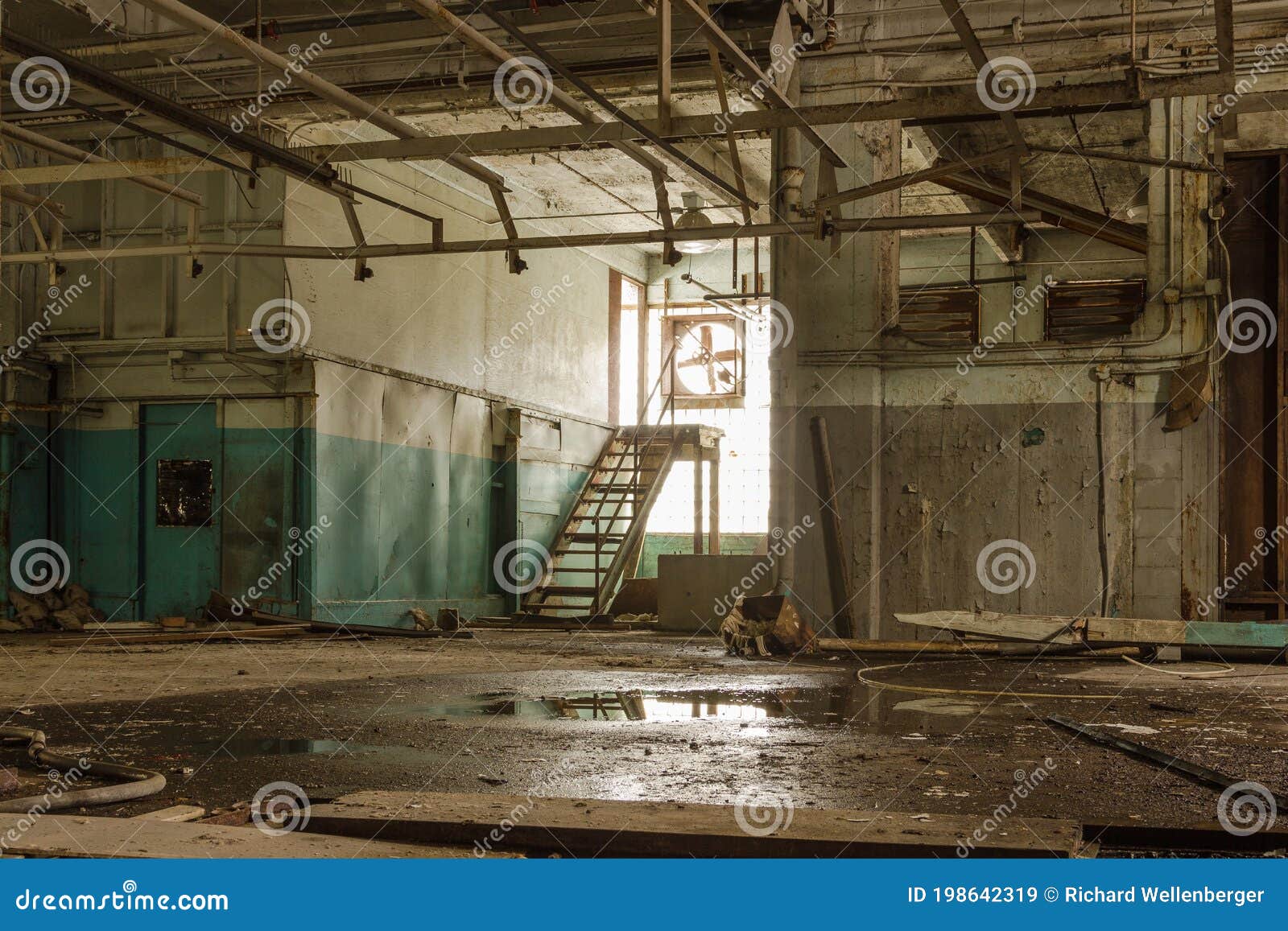 Wet Floor in an Abandoned Factory Stock Image - Image of depression ...