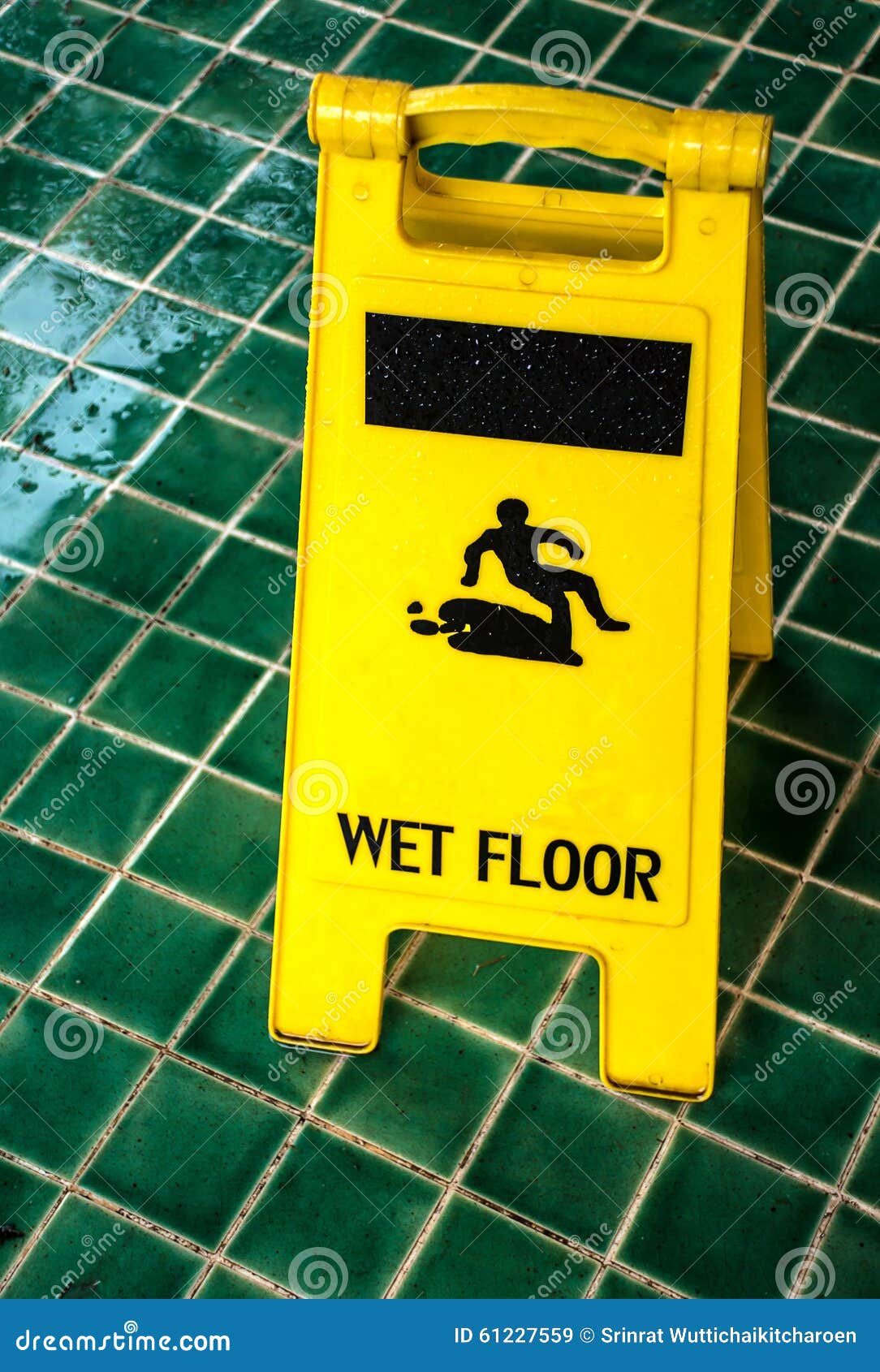 Wet floor caution sign stock image. Image of sign, tiles - 61227559