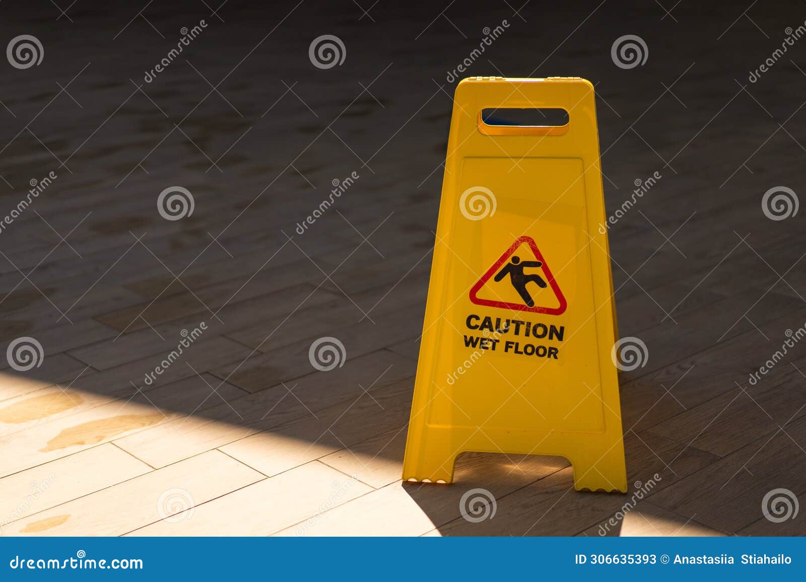 Wet Floor Caution Sign on Walkway. Stock Image - Image of sign, fall ...