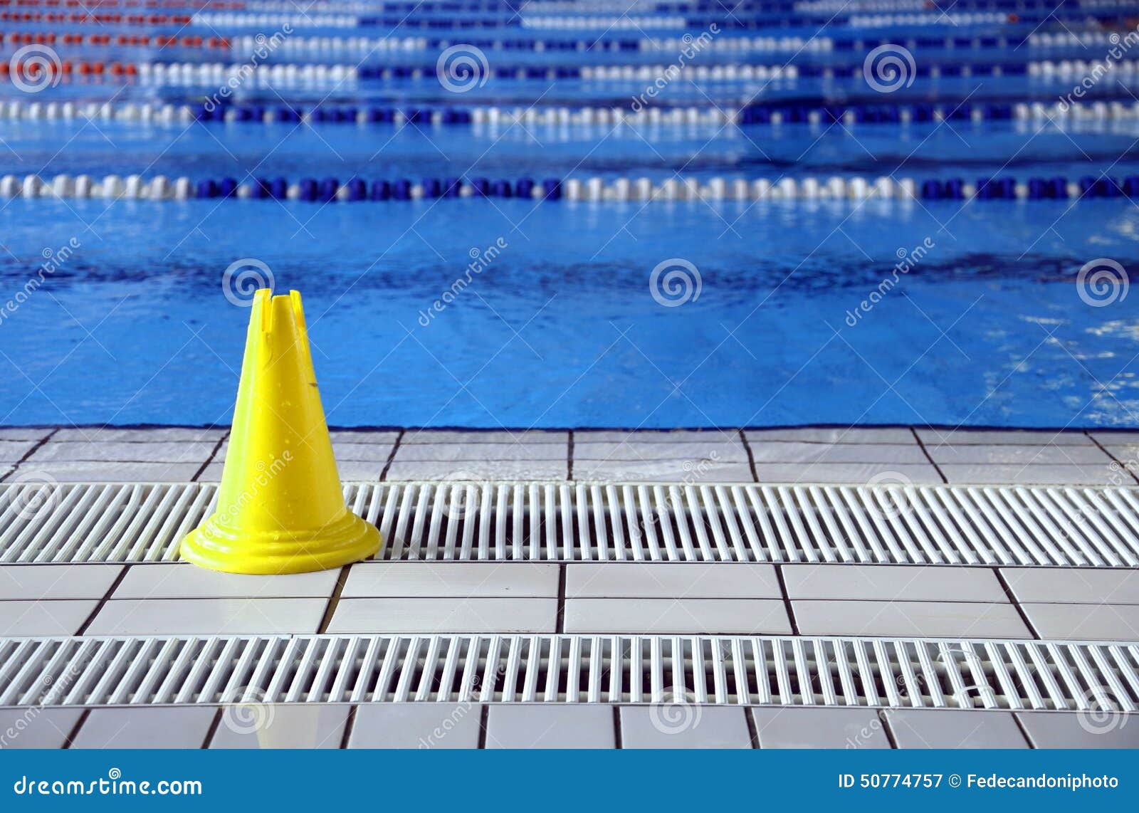 Wet Floor Cone Signal in the Big Pool Stock Image - Image of wellness ...