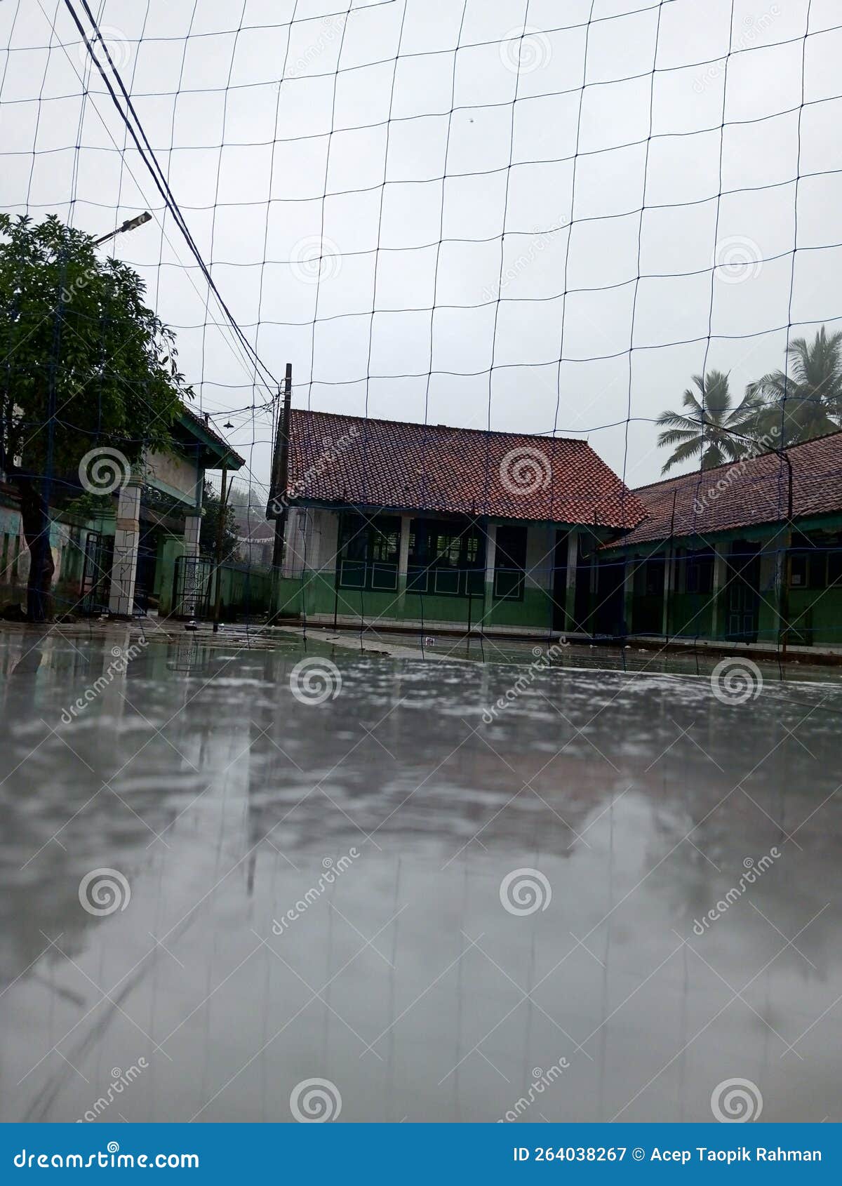 Wet Floor Due To Rain Splashing in Front of the Field Stock Image ...
