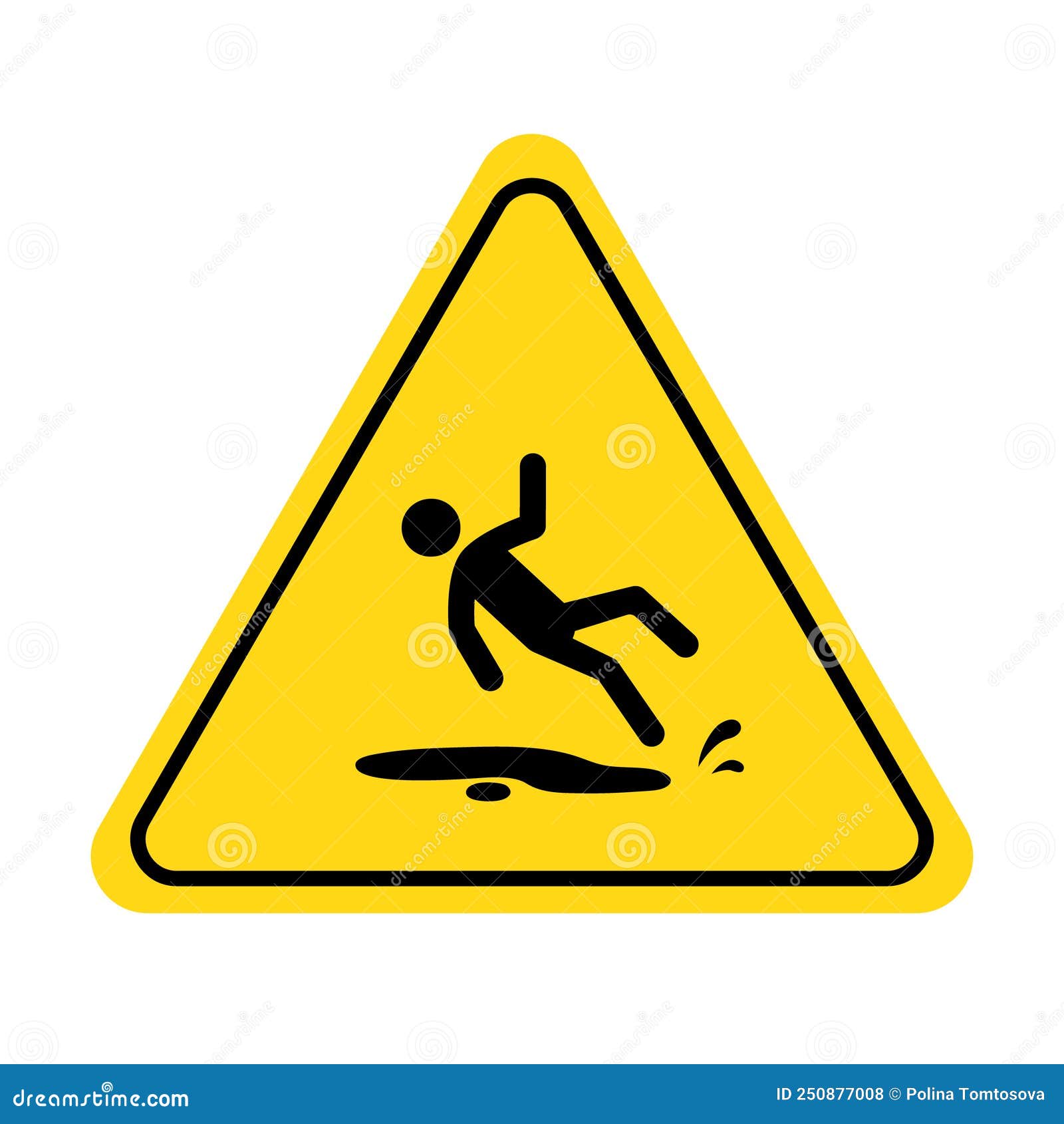 Wet Floor Icon Slippery Floor Caution Sign With Fall Pictogram Man