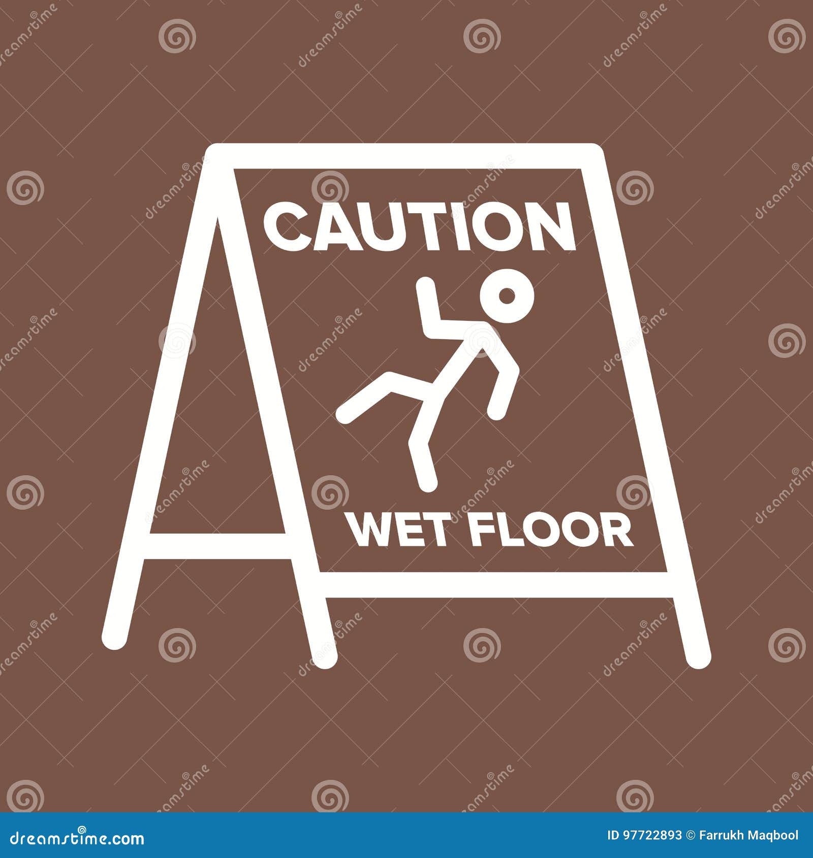 Wet Floor Sign stock vector. Illustration of clean, danger - 97722893