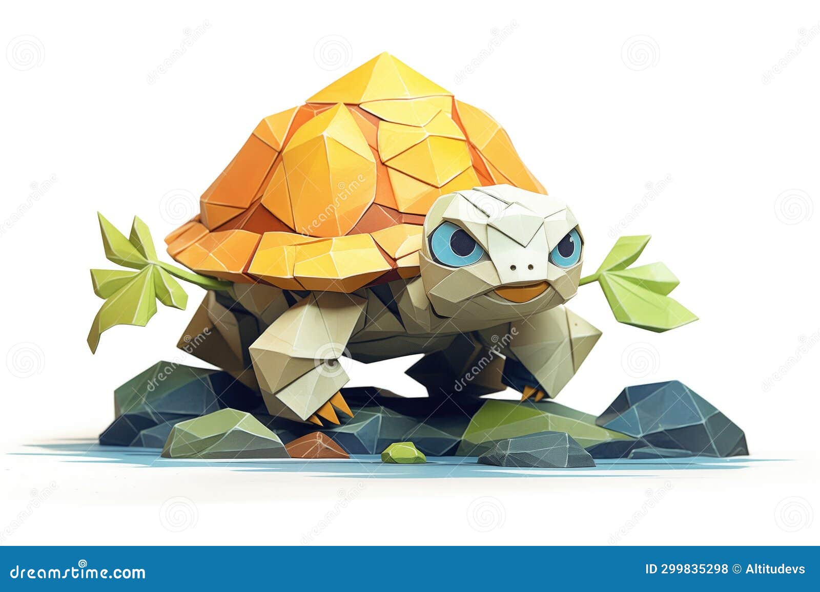 Wet-folded Origami Paper Turtle on a Rock Stock Photo - Image of craft ...