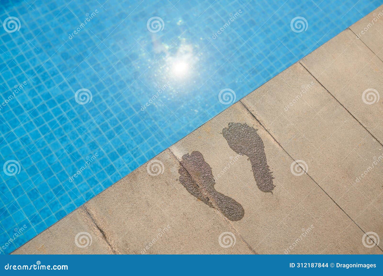 Wet Footprints on Pool Edge Stock Photo - Image of hotel, resort: 312187844