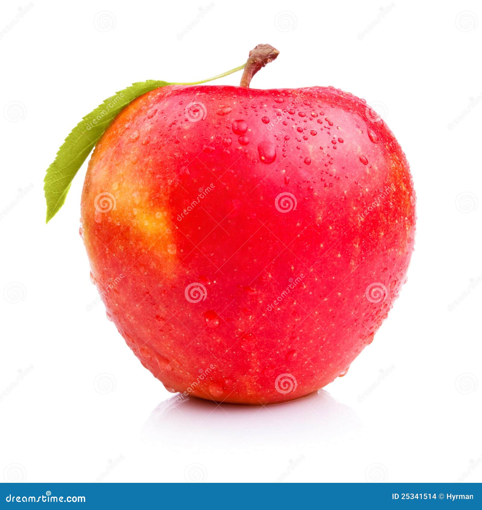 Wet Fresh Red Apple with Leaf Stock Photo - Image of juice, natural ...
