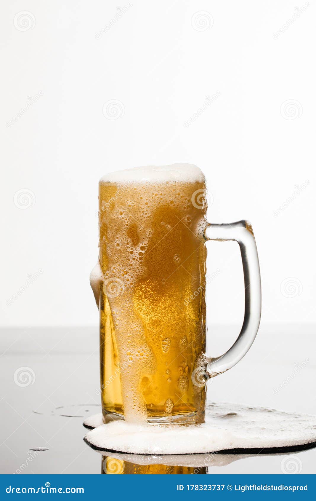 Glass of Beer with Foam and Stock Image - Image of water, foam: 178323737