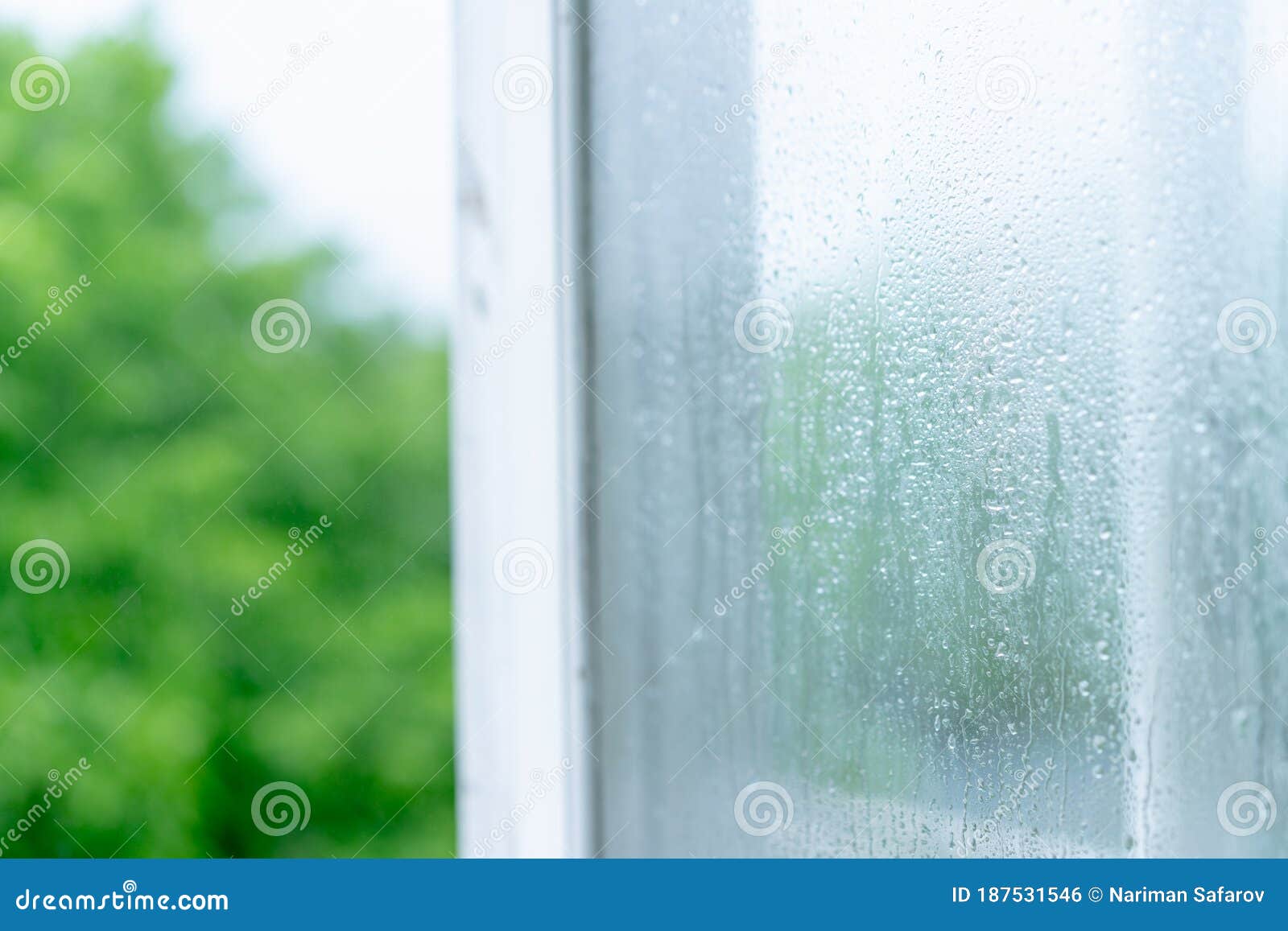 Wet Glass Window with Raindrops Stock Photo - Image of bubble, abstract ...