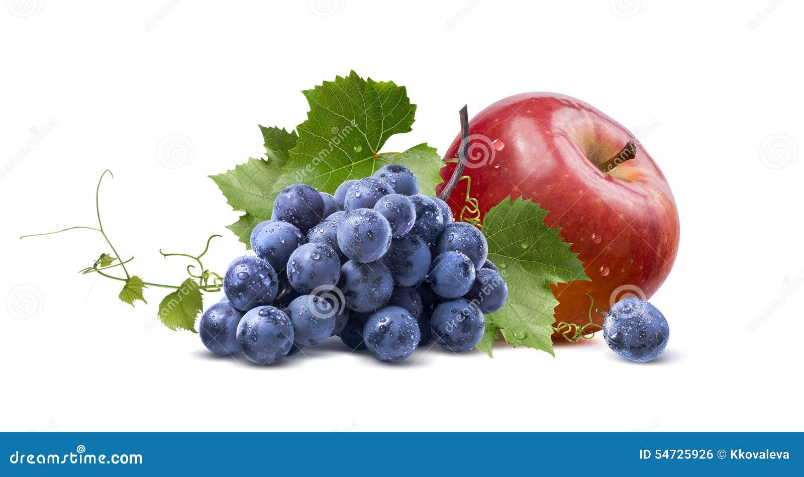 Wet Grapes And Red Apple Isolated On White Background Stock Photo ...