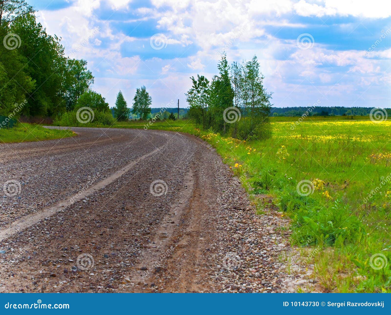 Wet gravel road stock photo. Image of cloudy, freedom - 10143730