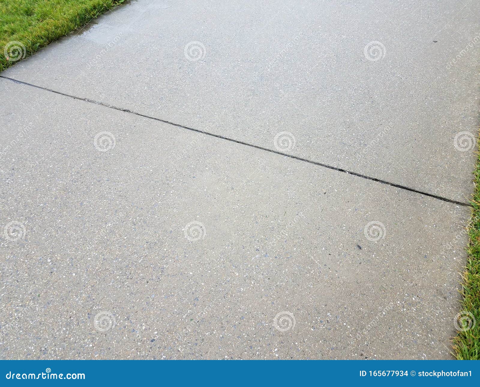 Wet Gray Cement Sidewalk or Path with Line Stock Photo - Image of line ...