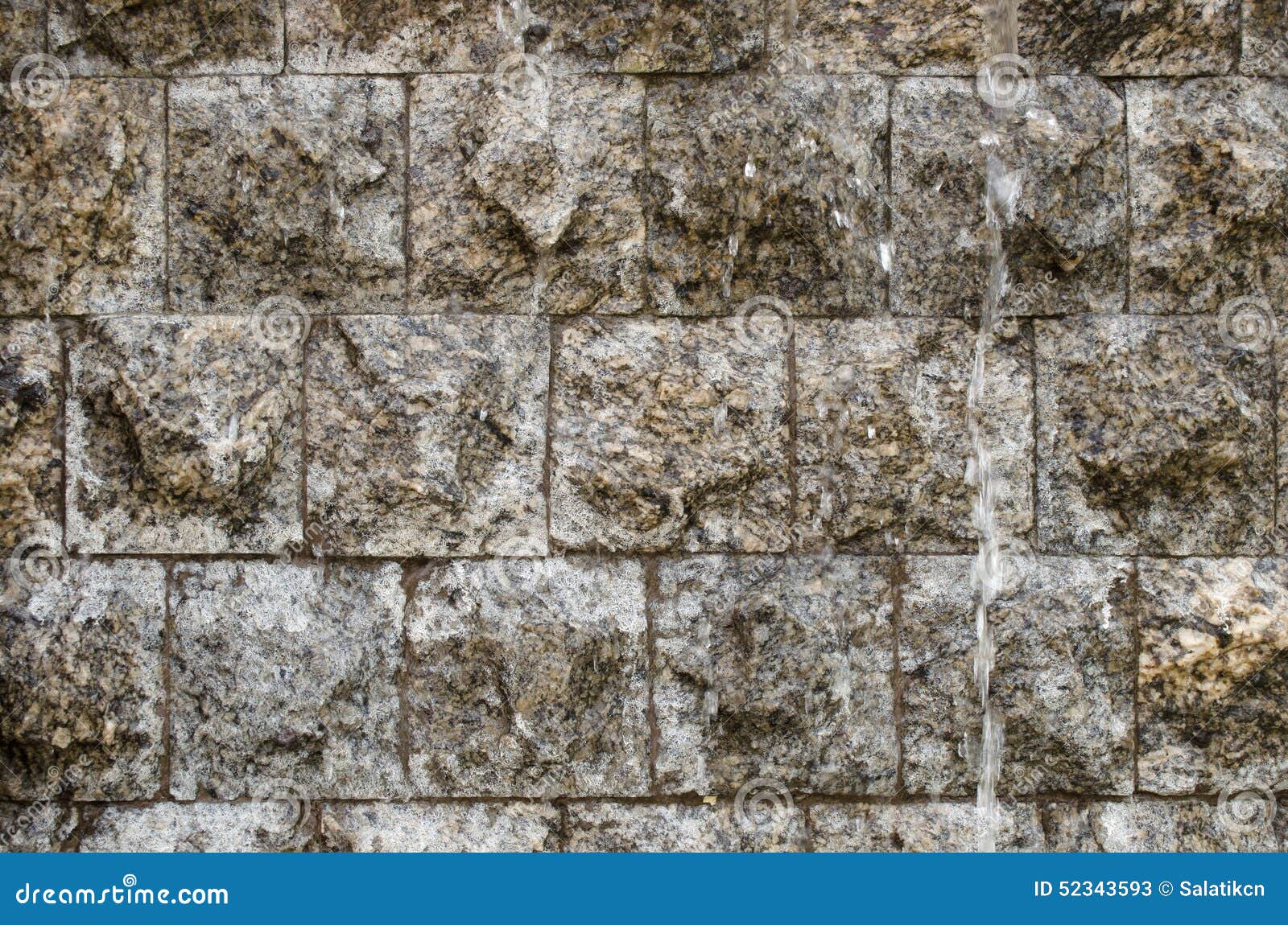The Wet Grey Stone Bricks Wall with Running Water on it. Stock Image ...