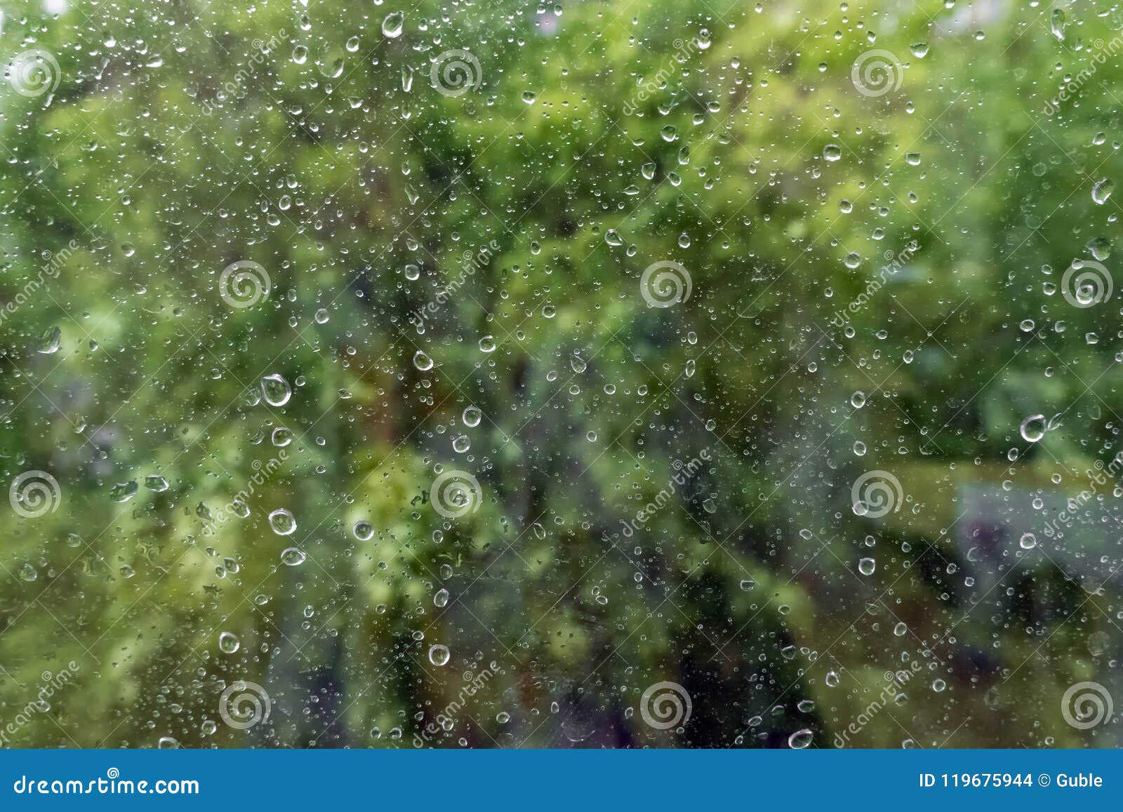 Wet Home Window with Raindrops Trees Behind a Wet Window Stock Photo ...
