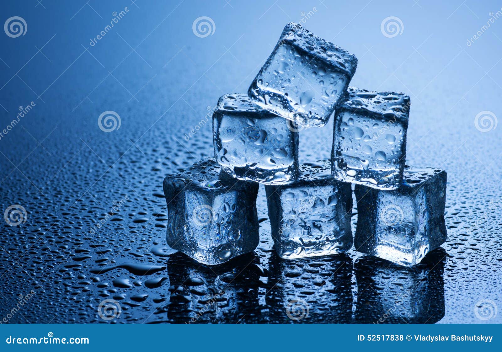 Wet Ice Cubes on Blue Background Stock Photo - Image of freeze, purity ...