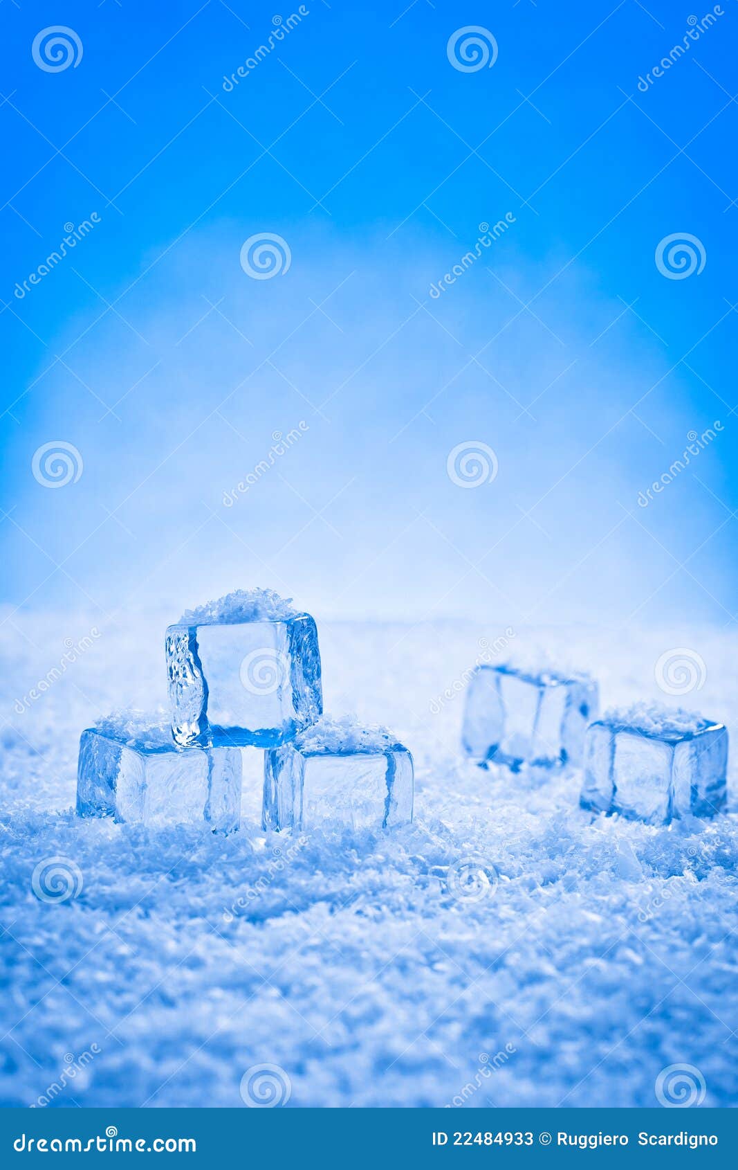 Wet ice cubes and snow stock image. Image of block, glass - 22484933