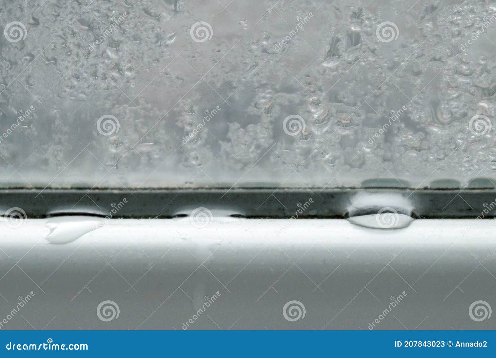 Wet Misted Glass Close-up, Condensation on the Plastic Window Frame ...