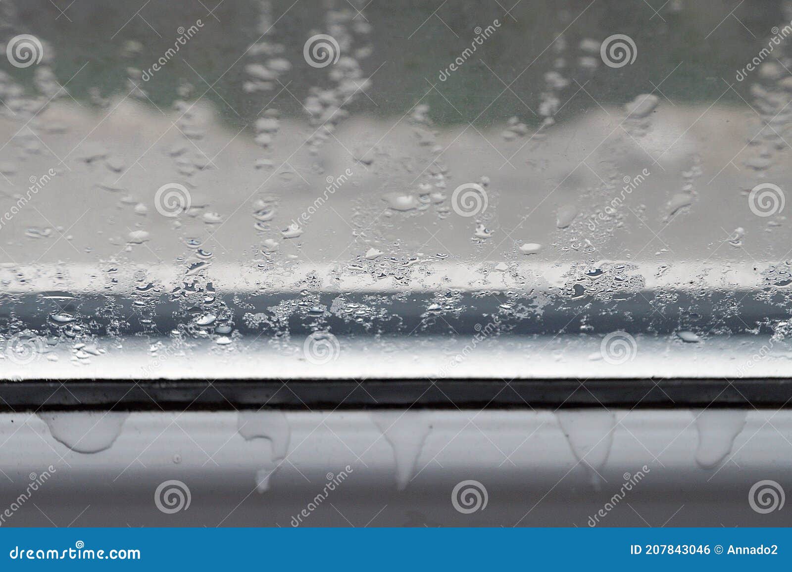 Wet Misted Glass Close-up, Condensation on the Plastic Window Frame ...