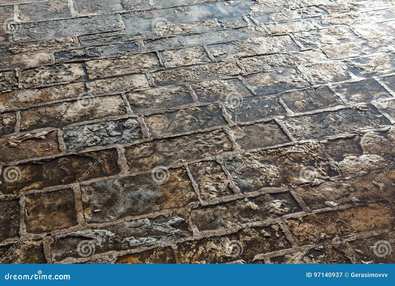 Wet Pavement after the Rain in Budva Stock Image - Image of granite ...