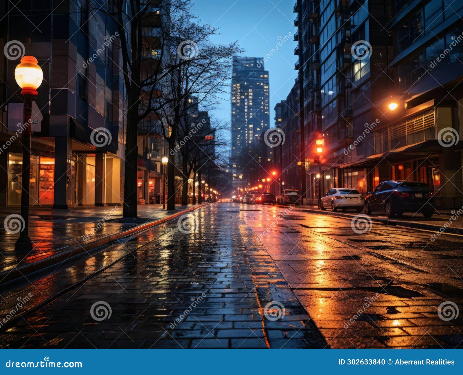 Wet Pavement on the Side of the Road Stock Illustration - Illustration ...