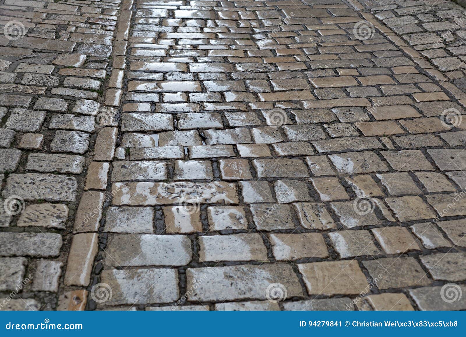 Wet paver blocks stock image. Image of decoration, construction - 94279841