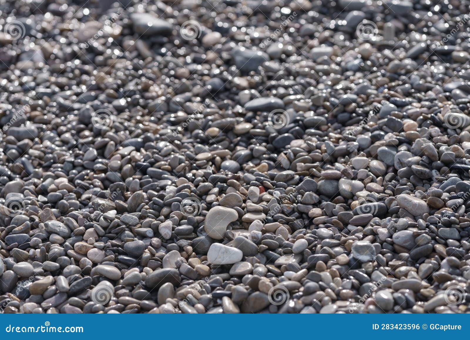 Wet Pebbles on a Mediterranean Shore Beach Stock Photo - Image of ...