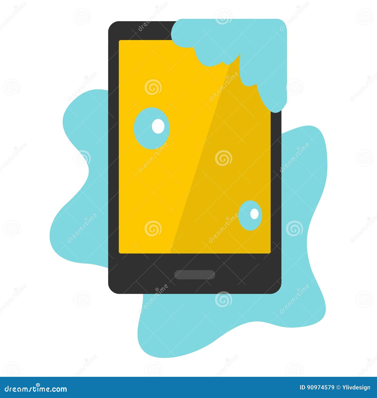 Wet phone icon isolated stock vector. Illustration of protection - 90974579