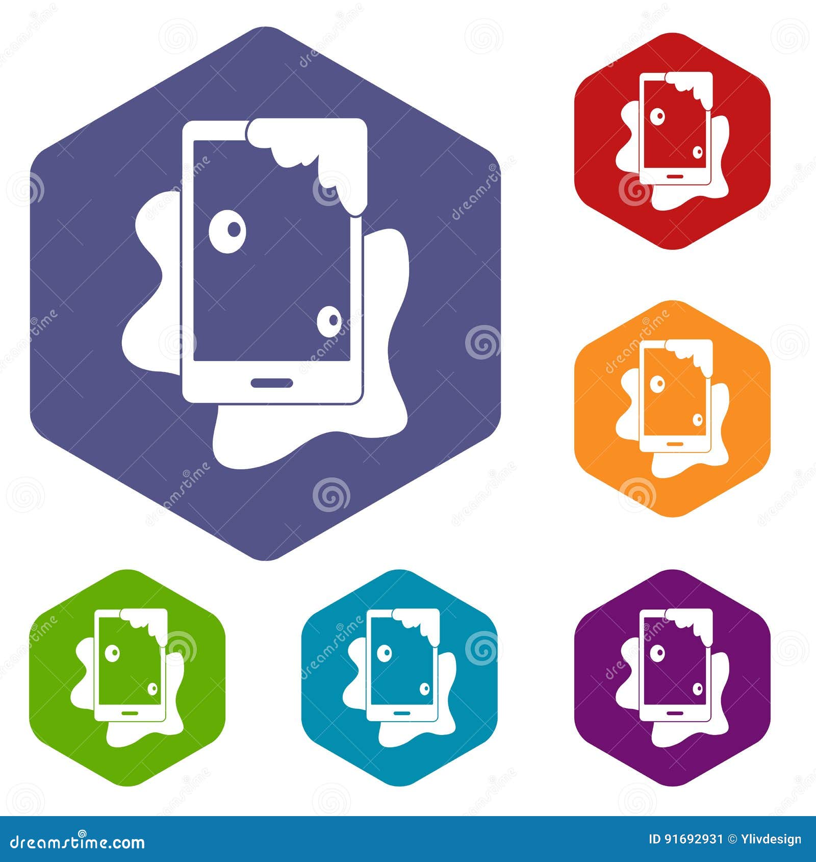 Wet Phone Icons Set Hexagon Stock Vector - Illustration of modern ...
