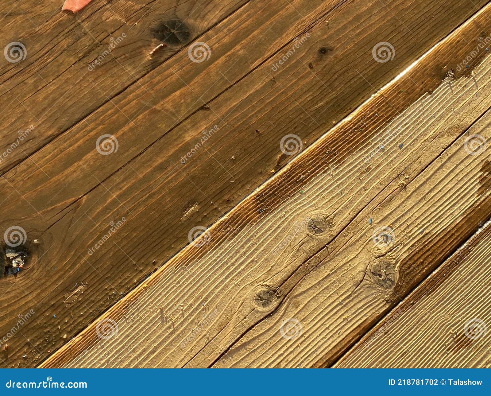 Wet Puddle on the Wooden Floor Stock Photo - Image of yellow, raindrop ...